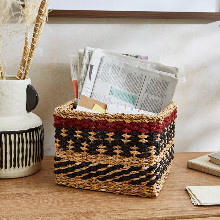 Dunelm Seagrass Square Storage Basket Red Red - ShopStyle