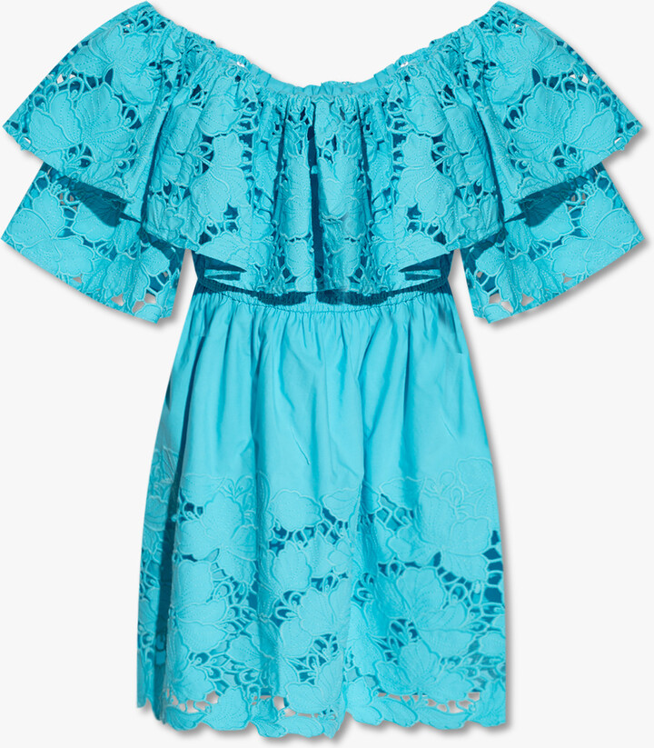 Self-Portrait Openwork Dress - Blue - ShopStyle