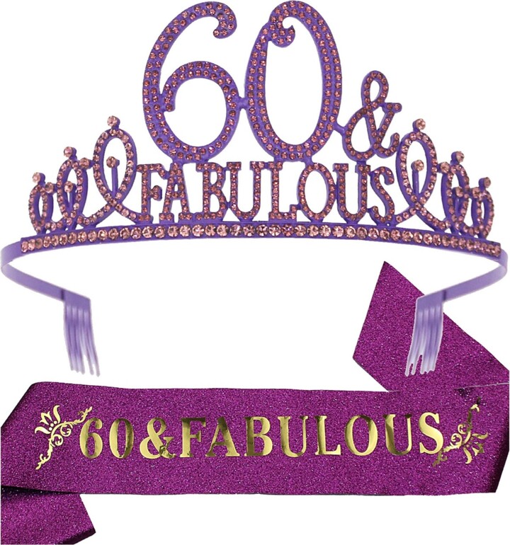 Meant2tobe 60th Birthday Gifts for women,60th Birthday Tiara and Sash,60th Birthday Decorations ...
