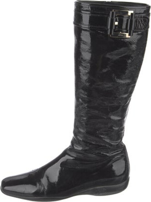 Prada Patent Leather Riding Boots - ShopStyle