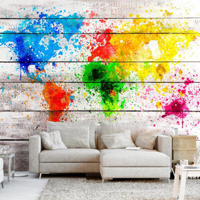17 Stories Peel and Stick World Map Wall Mural - World Map Ink Splashes ...