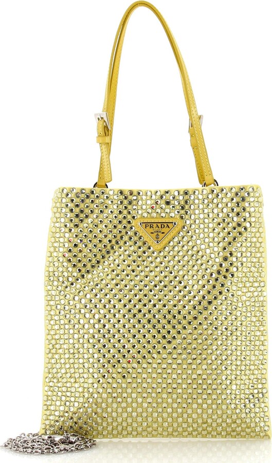 Prada Chain Flat Tote Crystal Embellished Satin Mini - ShopStyle