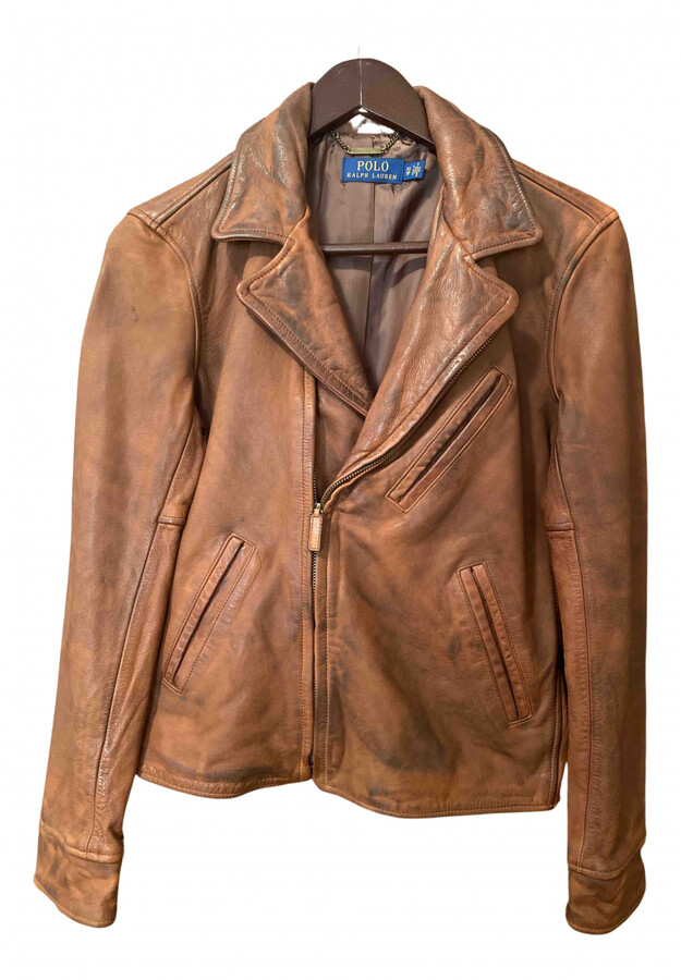 Polo Ralph Lauren Camel Leather Leather jackets - ShopStyle