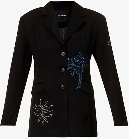 Daily Paper Womens Black Pamba Brand-embroidered Woven Jacket - ShopStyle