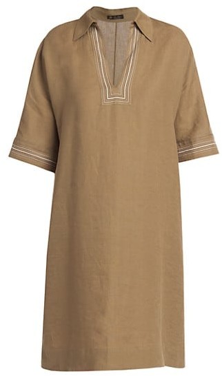 Loro Piana Lena Solaire Summer Leaves Linen Tunic Dress - ShopStyle