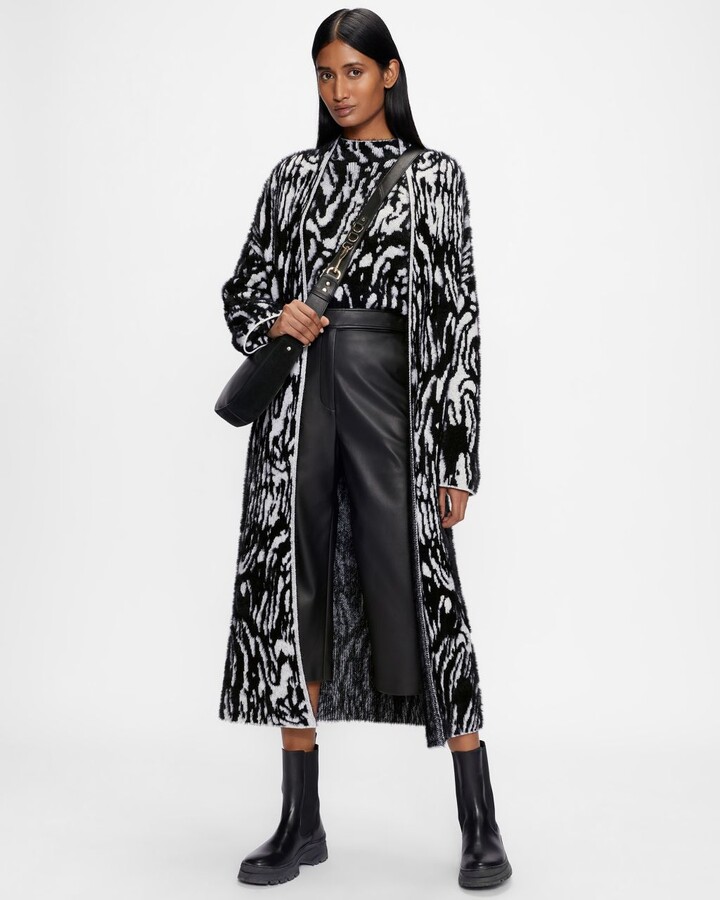 Ted Baker Longline Jacquard Zebra Cardigan in Black - ShopStyle