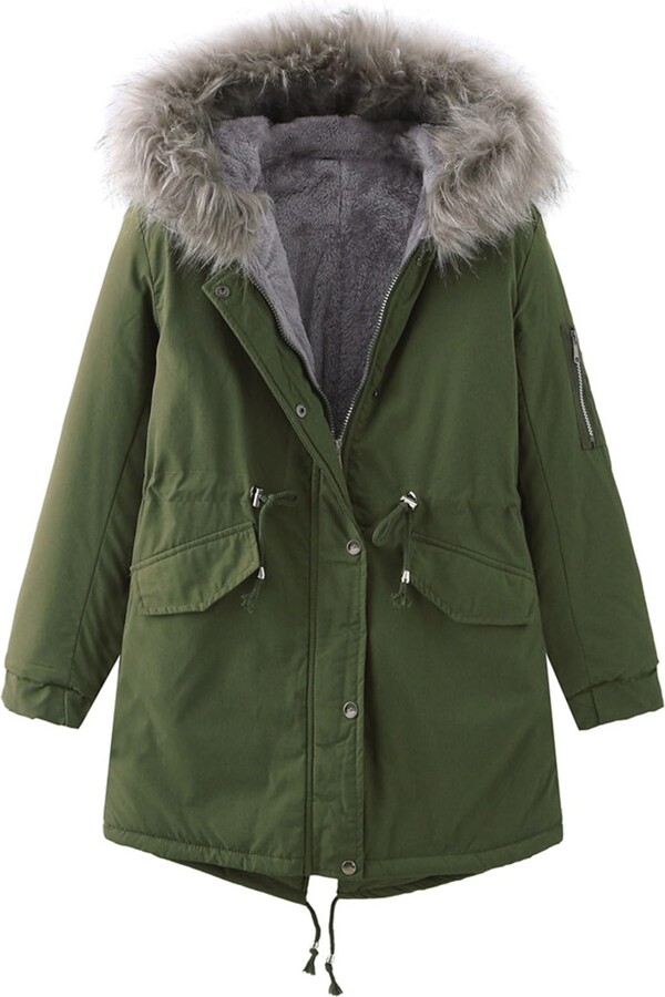 Generic Winter Parka Jacket Womens Ladies Parka Trench Fishtail Hooded ...