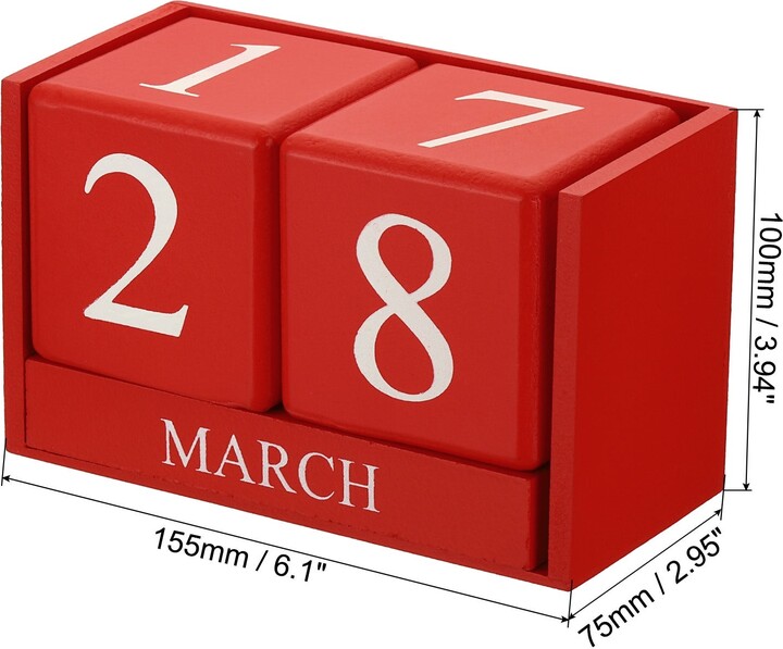 Unique Bargains Vintage Wood Block Perpetual Calendar, Reusable Wooden ...