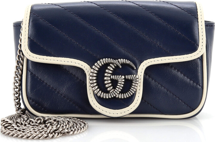 Gucci GG Marmont Flap Bag Diagonal Quilted Leather Super Mini - ShopStyle