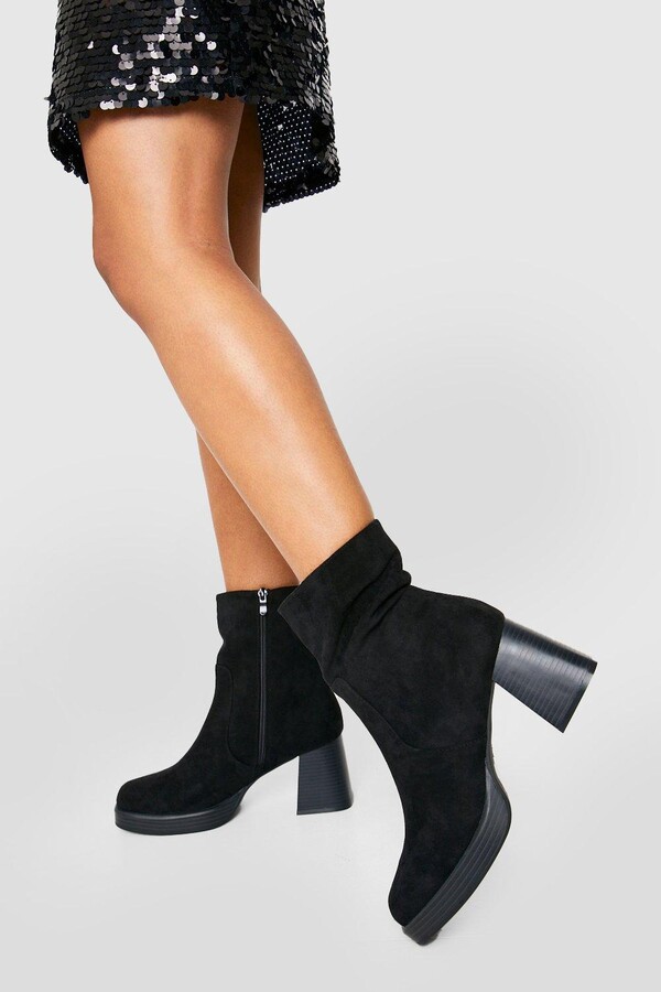 boohoo Stack Heel Platform Boots - ShopStyle