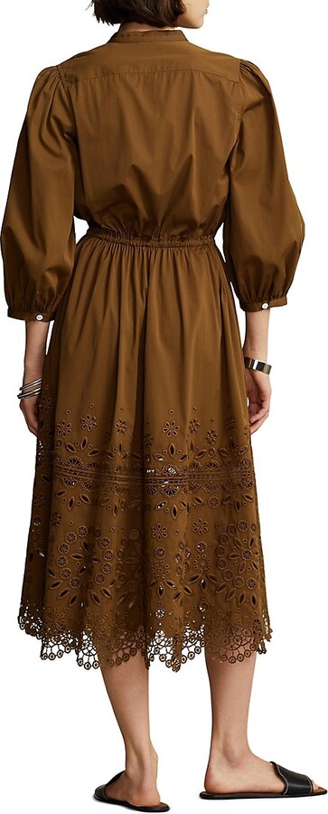 Polo Ralph Lauren Elie Drawstring Eyelet Midi-Dress - ShopStyle
