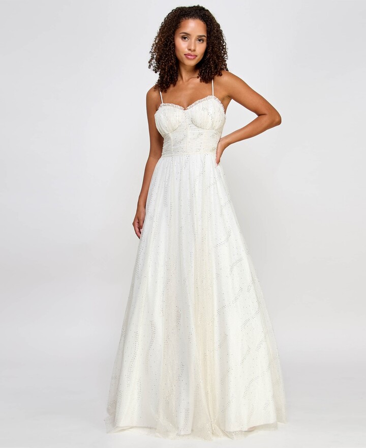 City Studios Juniors' Glitter Hologram Tulle Bustier Gown, Created for ...