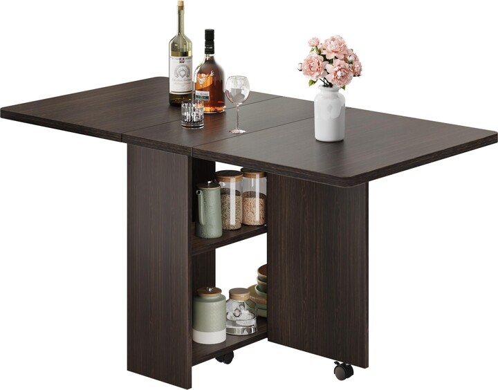 IDEALHOUSE Space-Saving Folding Dining Table with Drop Leaf and 2 ...