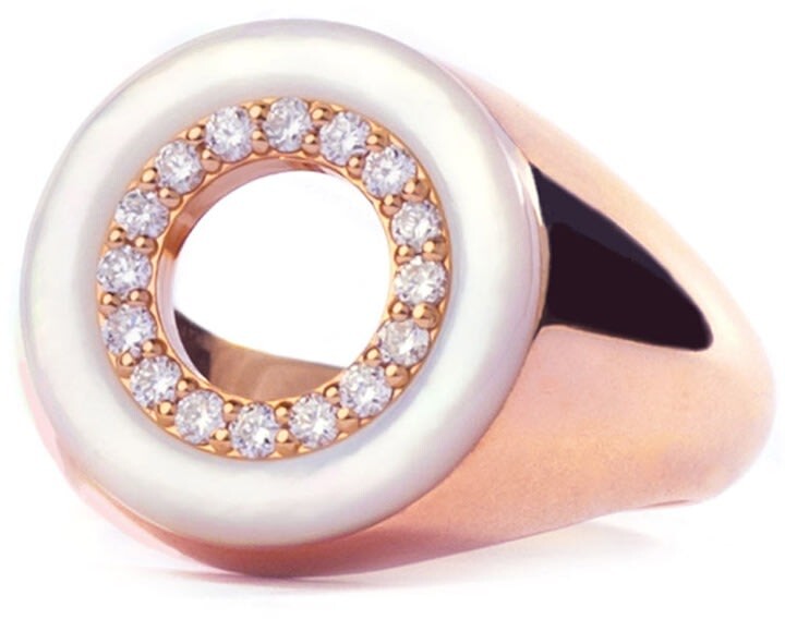 Zed - 18K Mother Of Pearl And Diamond Pinky Ring - ShopStyle