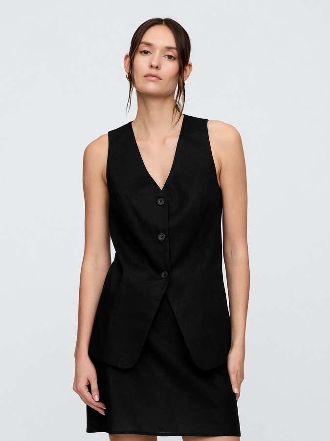 Gap Factory Longline Linen-Blend Vest - ShopStyle