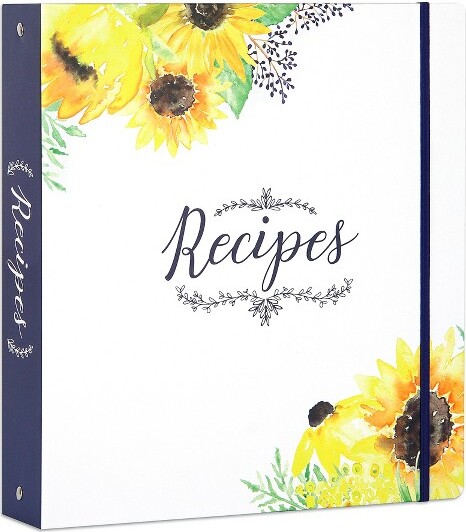 Outshine Co Premium Sunflower Recipe Binder Gift Set with 20 Full Page ...