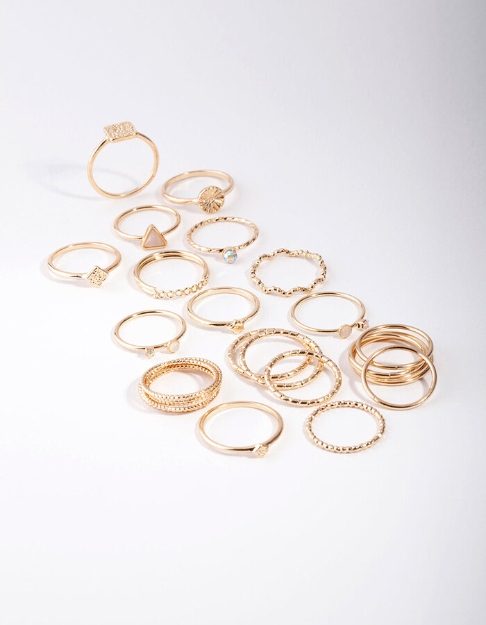 Lovisa Gold Diamond Cut 26 Pack Rings - ShopStyle