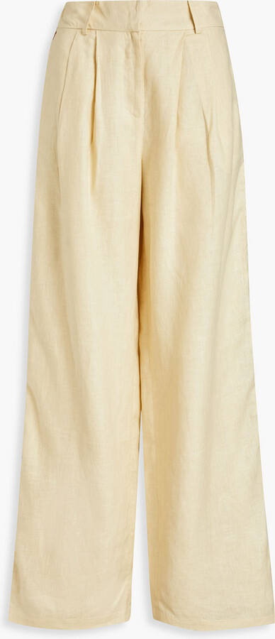 LEO LIN Striped linen wide-leg pants - ShopStyle