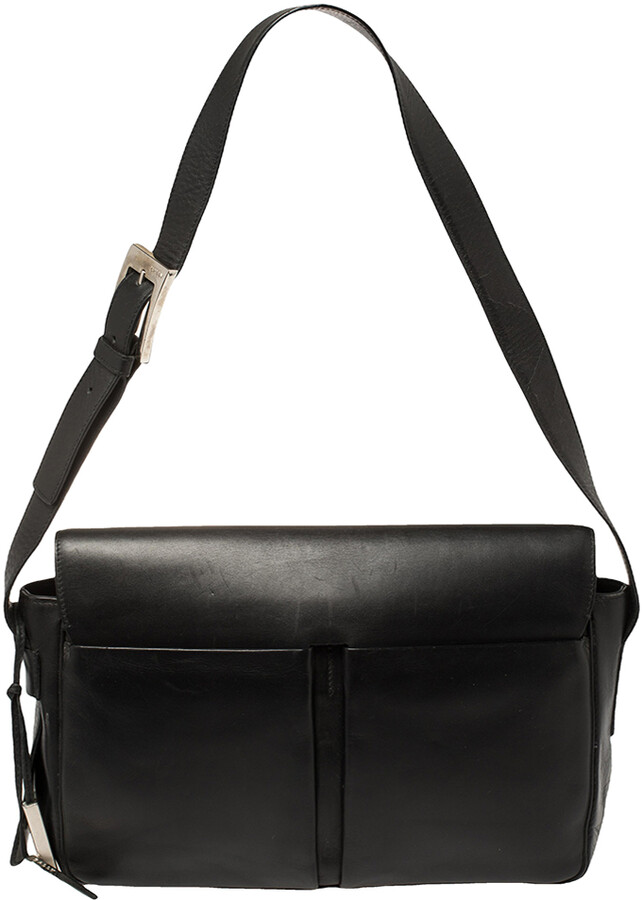 Bally Black Leather Double Pocket Flap Shoulder Bag - ShopStyle
