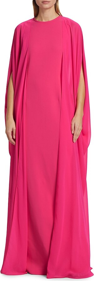 Teri Jon by Rickie Freeman Crepe Chiffon Overlay Cape Gown - ShopStyle ...