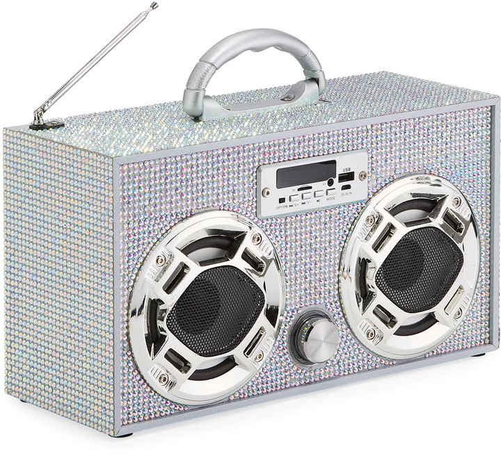 Wireless Express Retro Mini Bling Boombox w/ LED Dancing Speaker ...