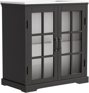 Winston Porter White Single Freestanding Bathroom Vanity With Ceramic ...