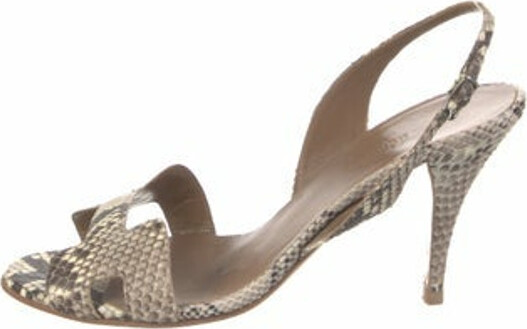 Hermes Python Night 70 Leather Slingback Pumps - ShopStyle