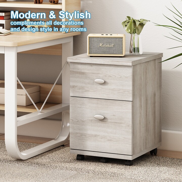 GREATPLANINC 2 Drawer Mobile Filing Cabinet with Lock and Wheels, Anti ...