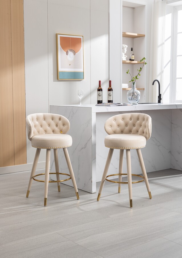 HOMEBAY Counter Height Bar Stools Set of 2 for Kitchen Counter Solid ...