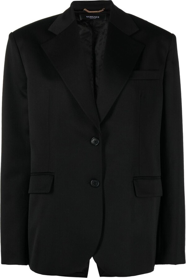 Versace Logo-Patch Single-Breasted Blazer - ShopStyle