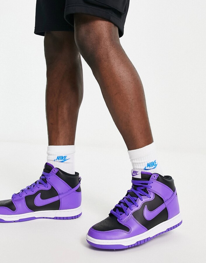 Nike Dunk Hi retro trainers in pastel purple and black - ShopStyle