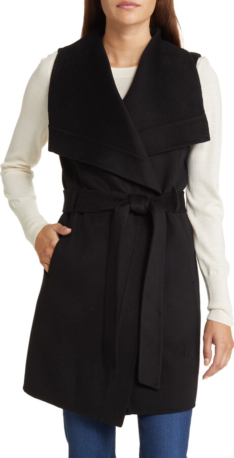 Michael Kors Tie Belt Oversize Wool Blend Vest - ShopStyle