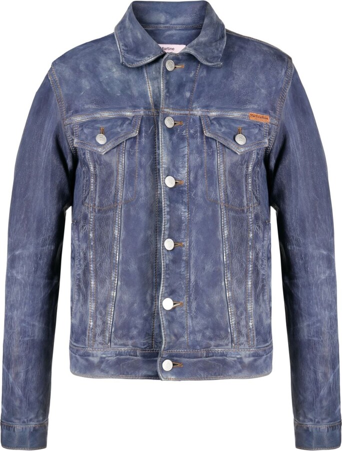 Martine Rose Denim-Effect Leather Jacket - ShopStyle