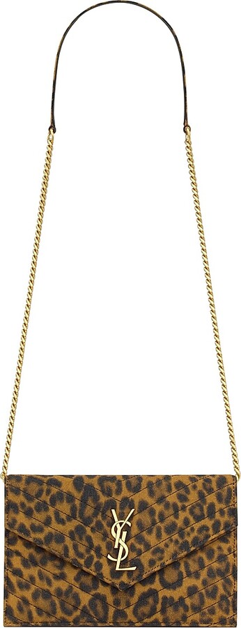 Saint Laurent Women's Cassandre Envelope Chain Wallet in Canvas ...
