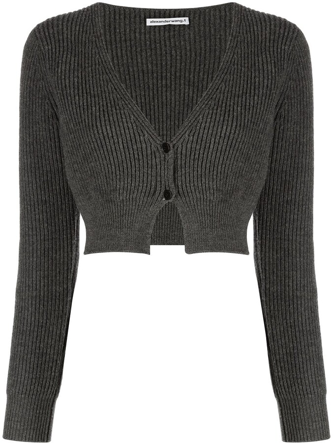 Alexander Wang Ribbed-Knit Cropped Cardigan - ShopStyle