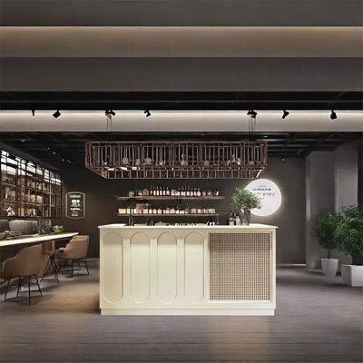 KPXU Bar Counter Vintage Front Desk Bar Counter with Liquor Storage and ...