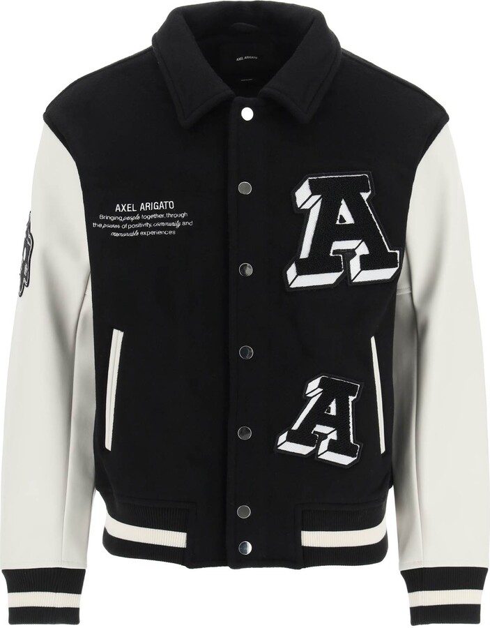Axel Arigato 'illusion' Varsity Jacket With Faux Leather Sleeves ...