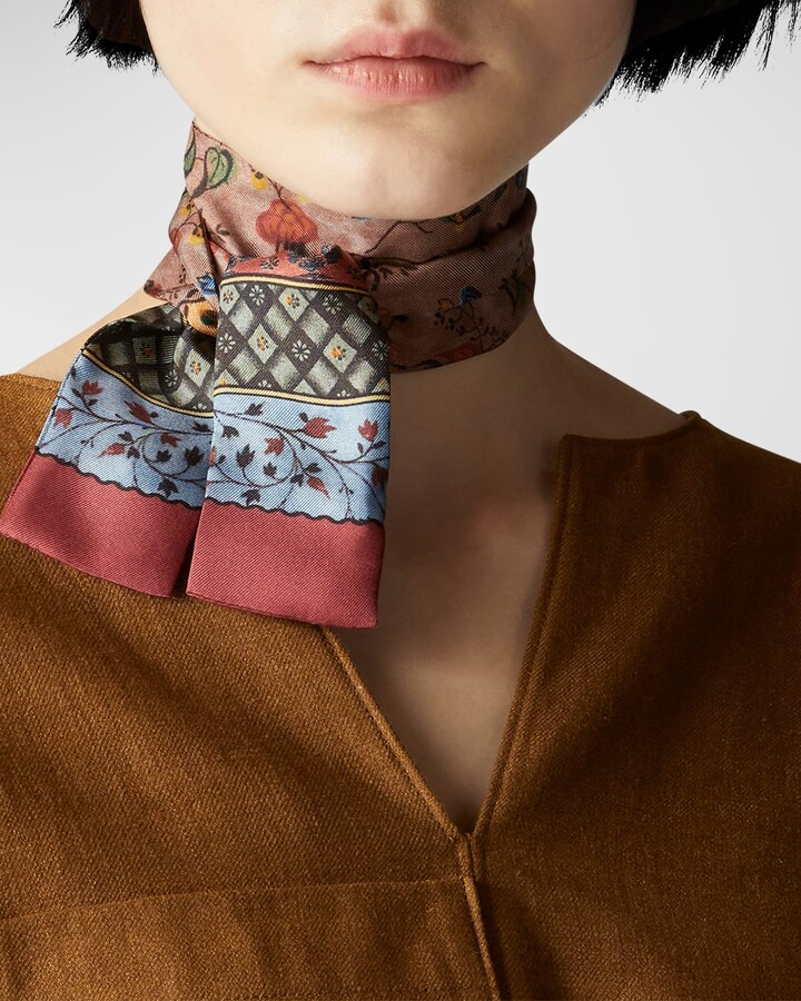 Loro Piana Bolivian Garden Silk Twill Skinny Scarf - ShopStyle Scarves ...