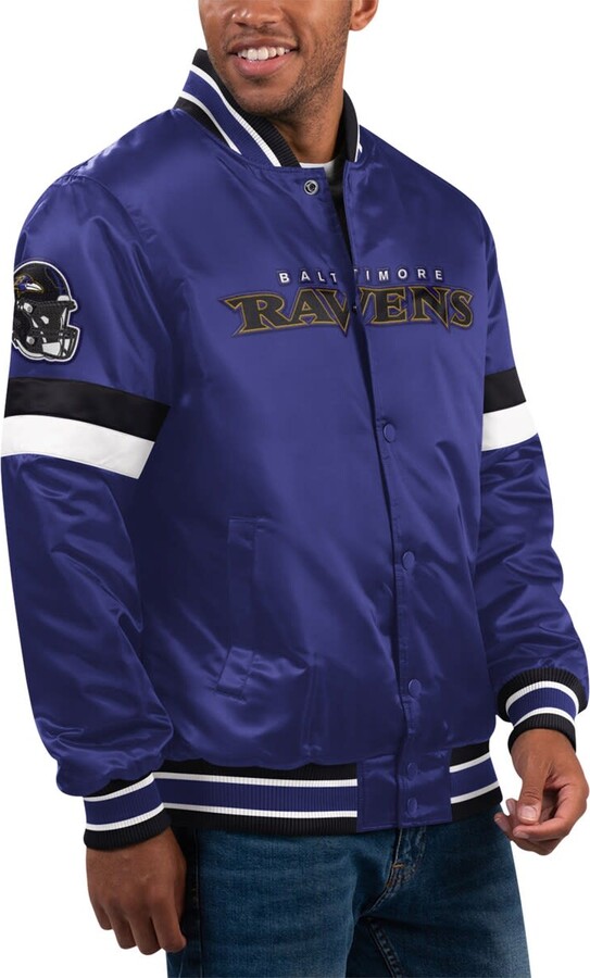Men's Starter Purple Baltimore Ravens Home Game Satin Full-Snap Varsity ...