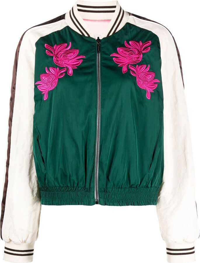 Iceberg Floral-Embroidered Bomber Jacket - ShopStyle
