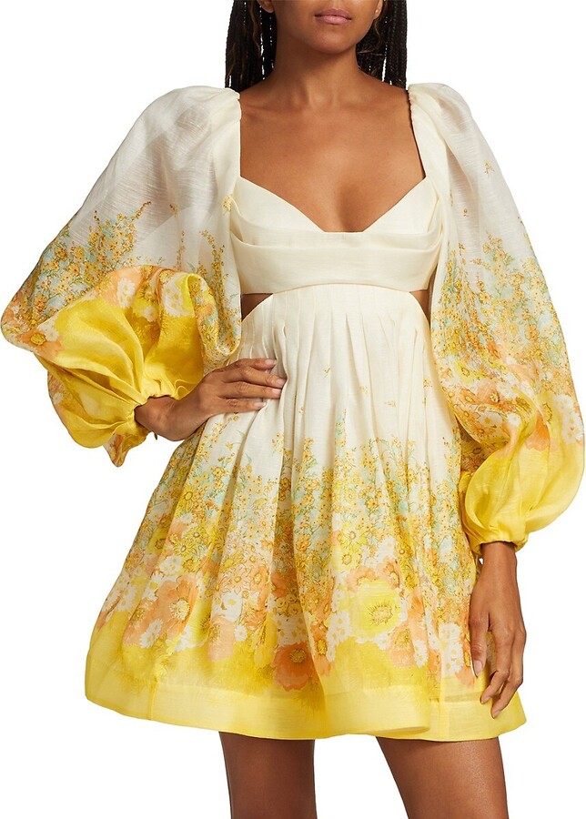 Zimmermann Bralette Ombré Floral Linen-Silk Minidress - ShopStyle