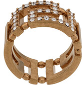 Versace crystal Greek Key ring - ShopStyle