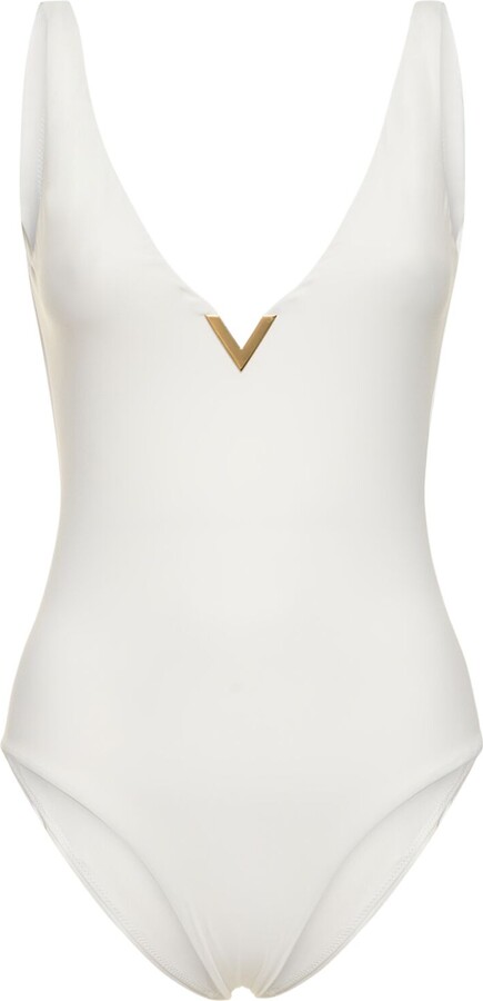 Valentino Lycra v-neck logo one piece swimsuit - ShopStyle