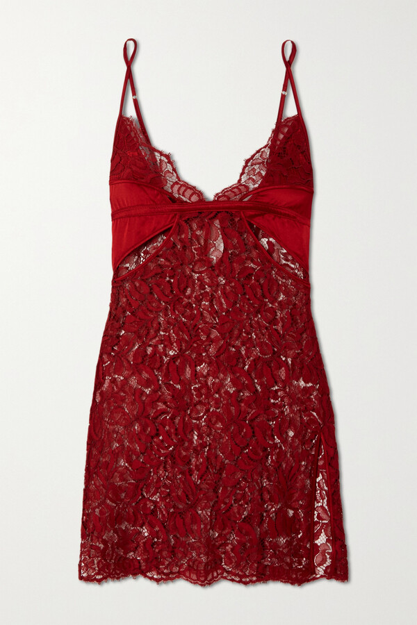 Coco de Mer + Killing Eve Moscow Cutout Leavers Lace And Satin Chemise ...