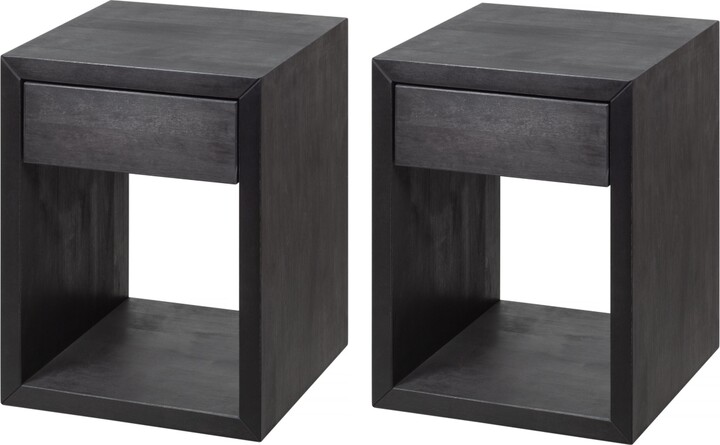 Woodek Set of 2 Hardwood Nightstand with Hidden Storage - Innovative ...