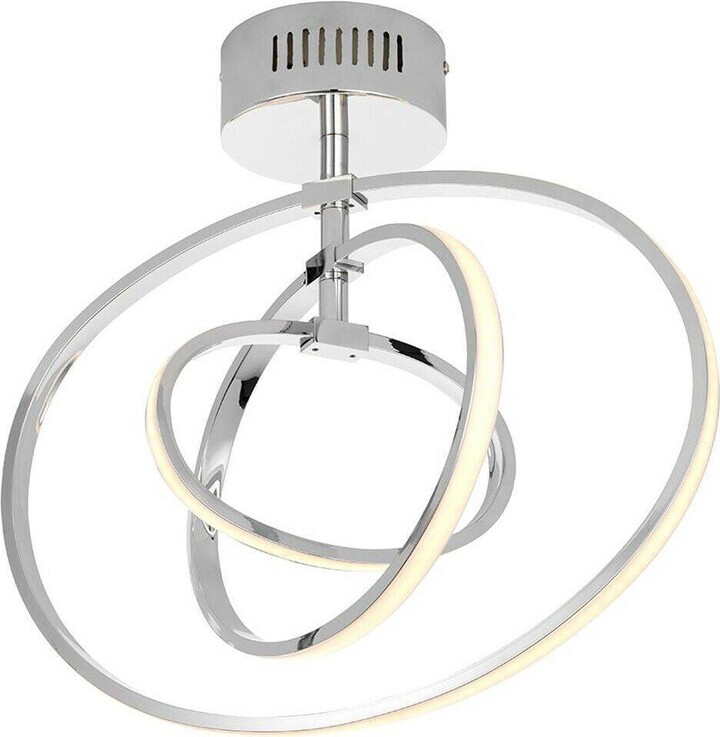 Loops LED Semi Flush Ceiling Light 21W Warm White Chrome Hoop Ring ...