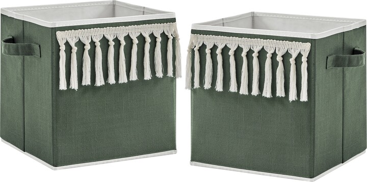 Sweet Jojo Designs Dark Green Boho Chic Foldable Fabric Storage Bins ...