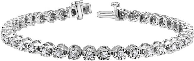 Lab Grown Diamonds Silver 0.98 Ct. Tw. Lab Grown Diamond Bracelet ...