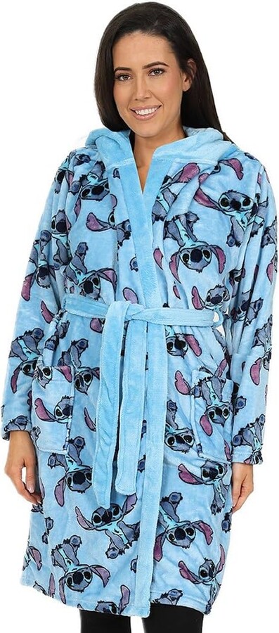 Disney Womens Lilo and Stitch Stitch Blue Fleece Dressing Gown Fleece ...