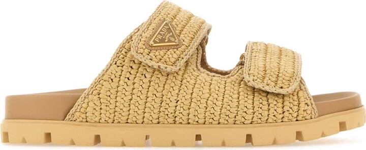 Prada Raffia Slippers - ShopStyle
